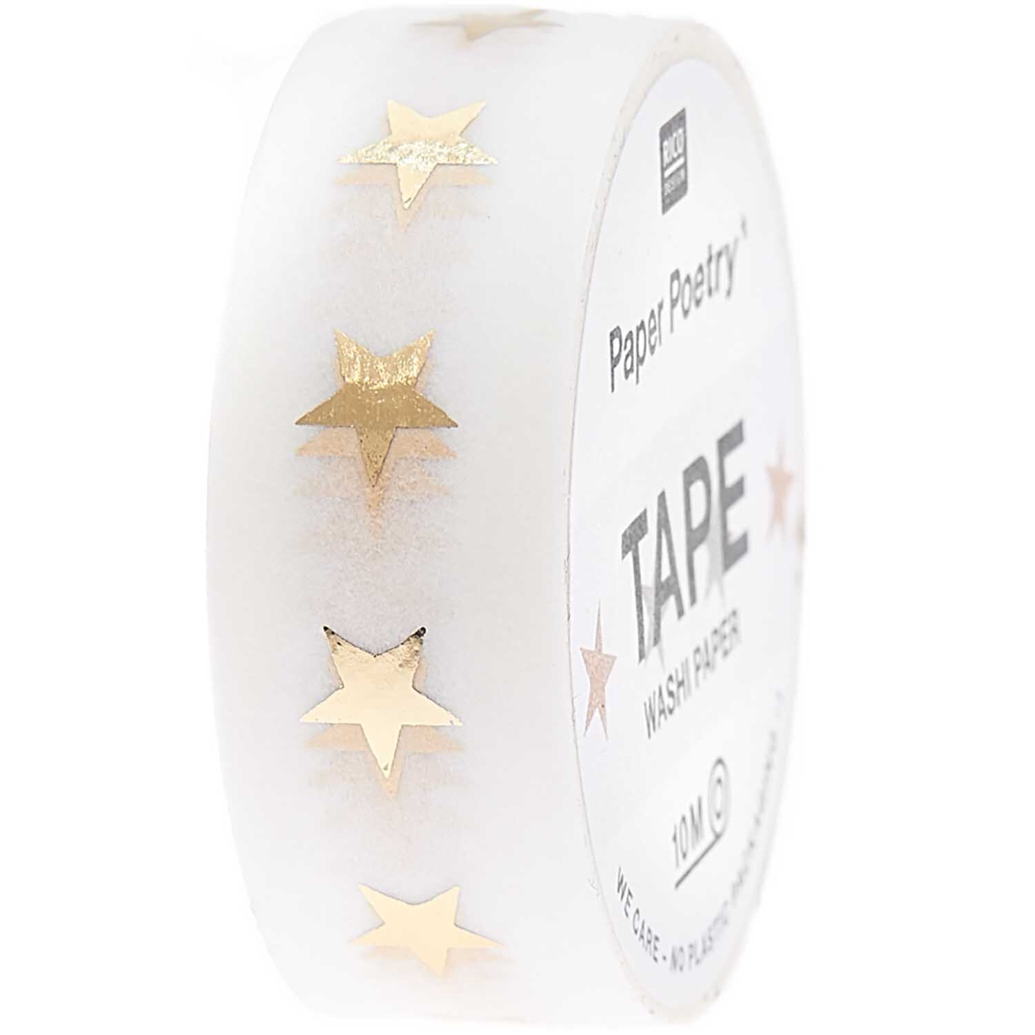 Paper Poetry Tape Sterne weiß-gold 1,5cm 10m | 3465196