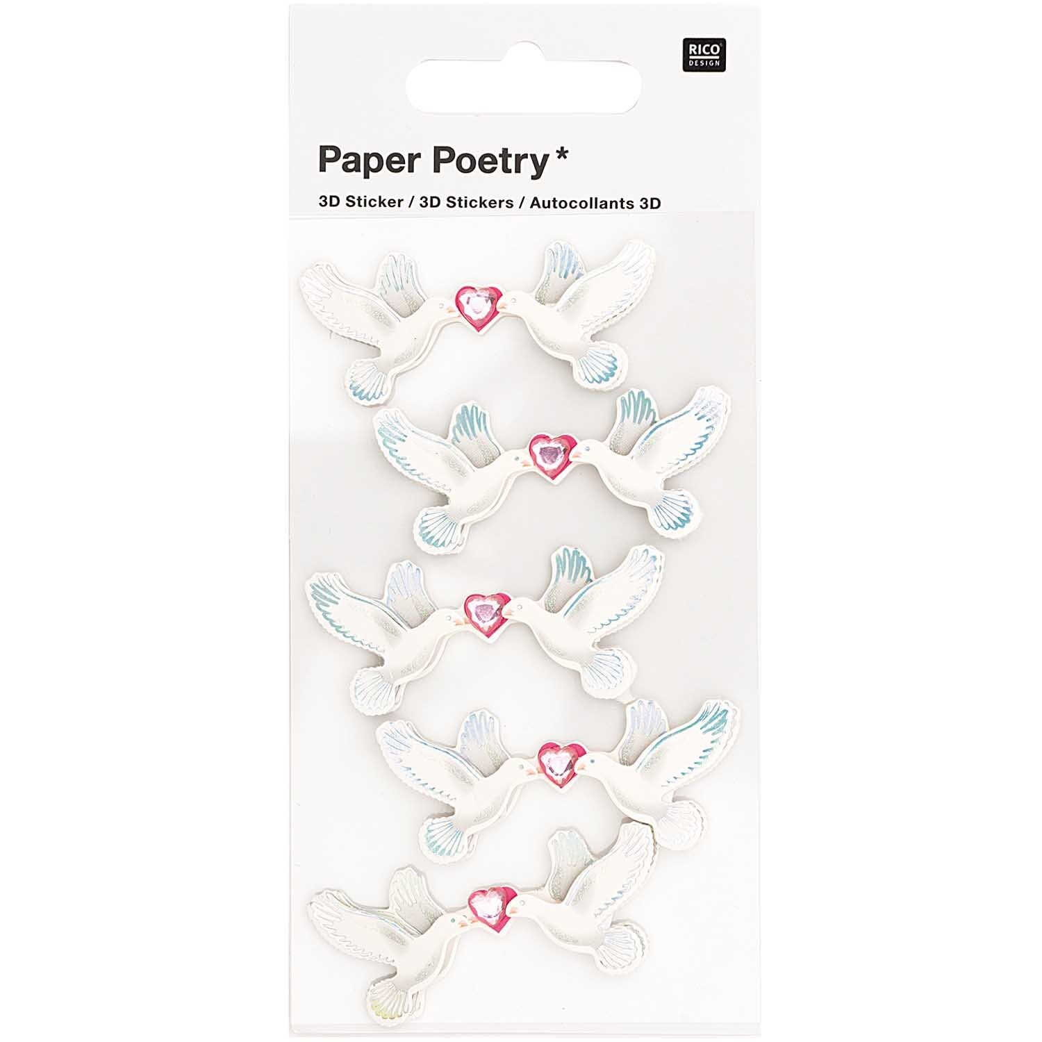 Paper Poetry 3D-Sticker Tauben 5 Stück günstig online kaufen