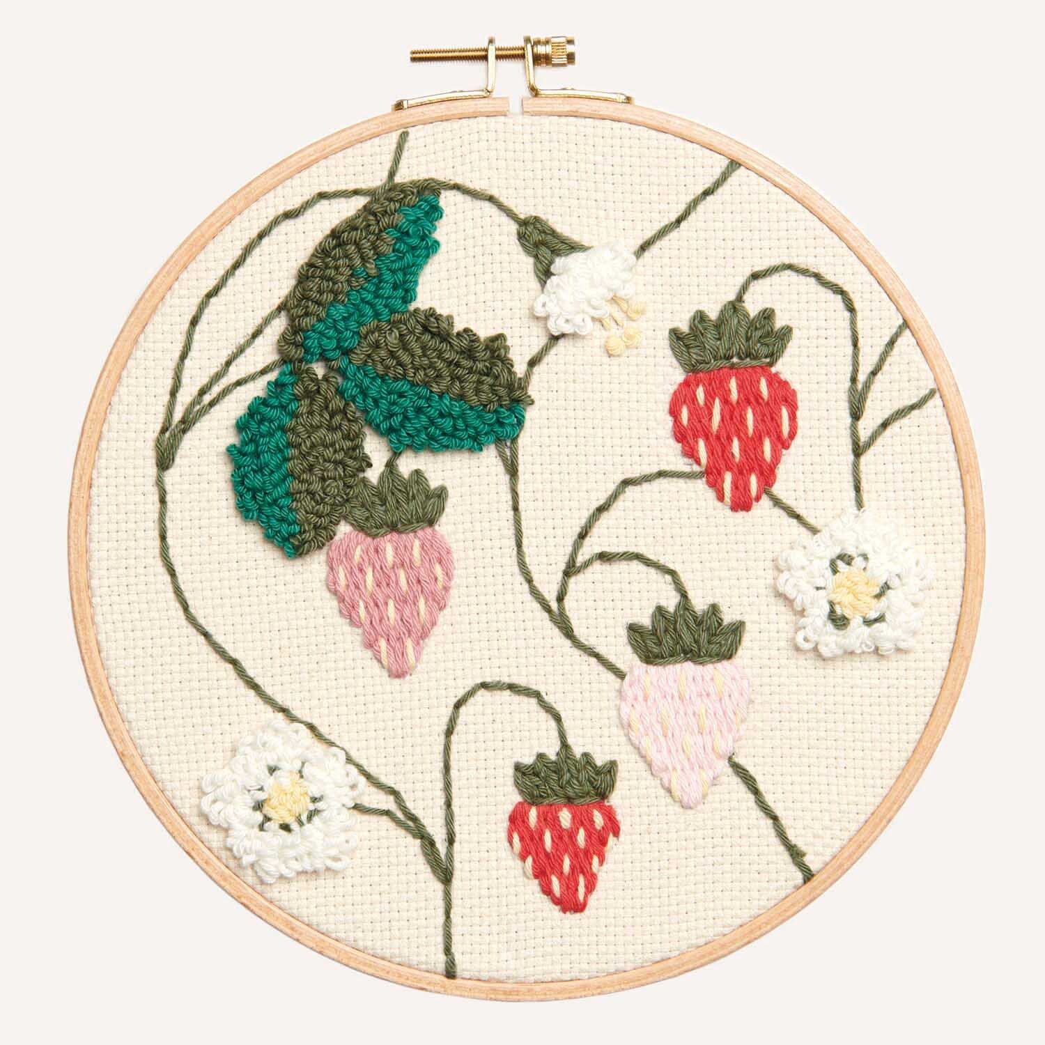 Anleitung Punch Needle Bild mit Erdbeeren gestalten | KA00870
